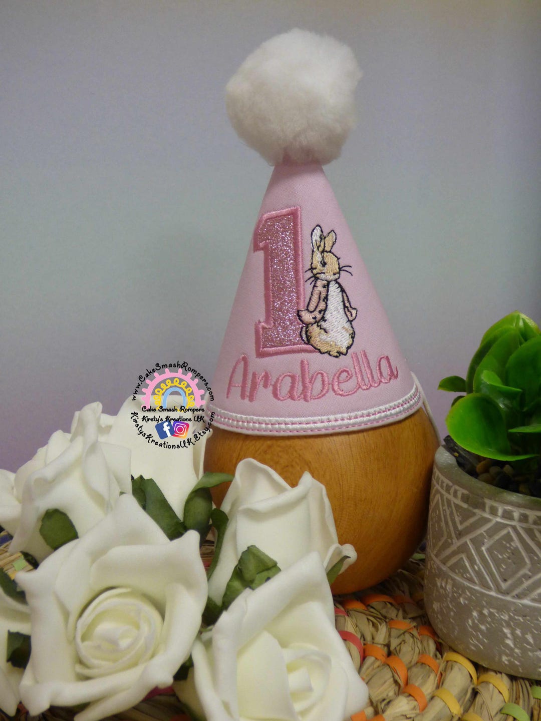 Flopsy Rabbit 1st Birthday Party Hat: Pink Milestone Photo Prop - Etsy