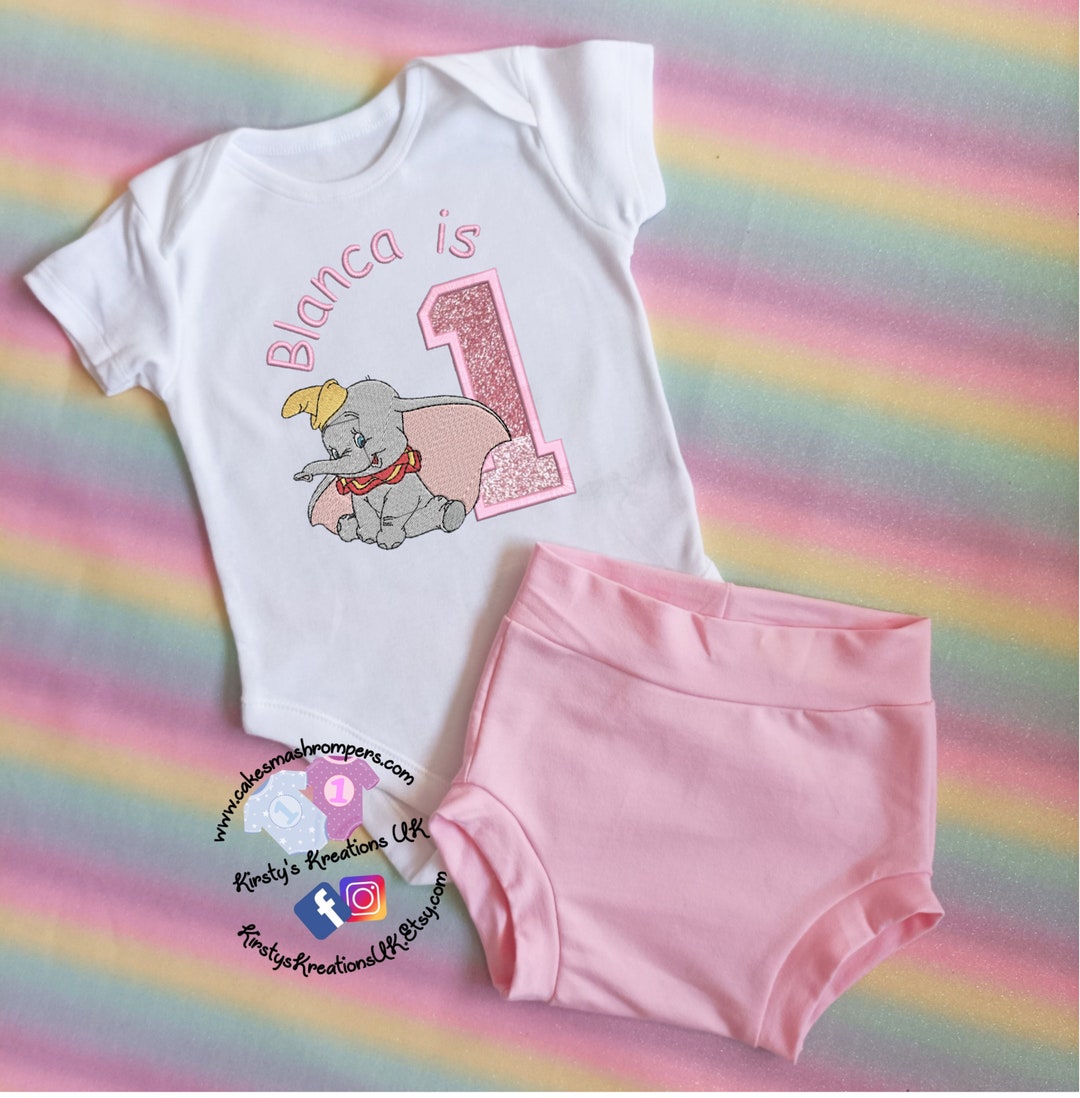 Pink Dumbo Baby Girl 1st Birthday Cake Smash Outfit Party Photo Prop ...