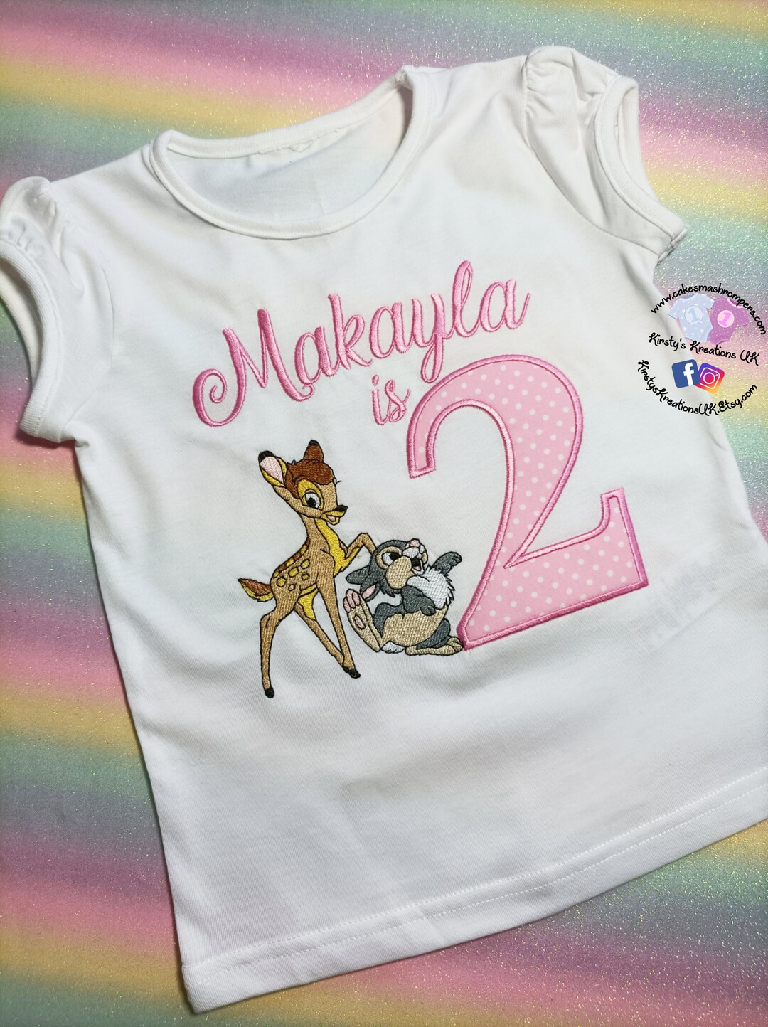 Bambi & Thumper Inspired Embroidered Birthday Shirt Tee Top T-shirt ...