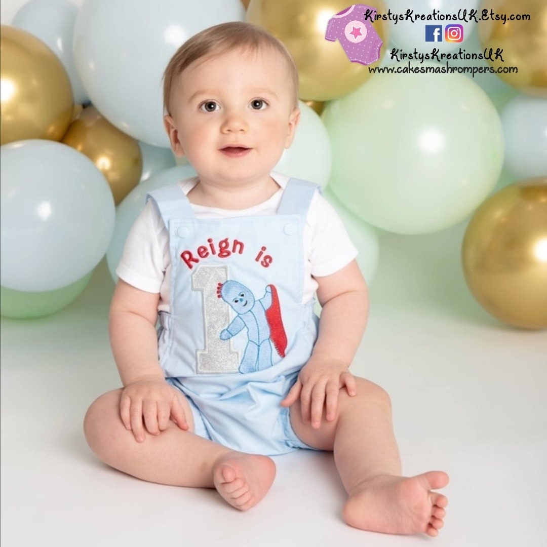 Baby Boy Blue Iggle Piggle Cake Smash Outfit 1st Birthday. Handmade ...