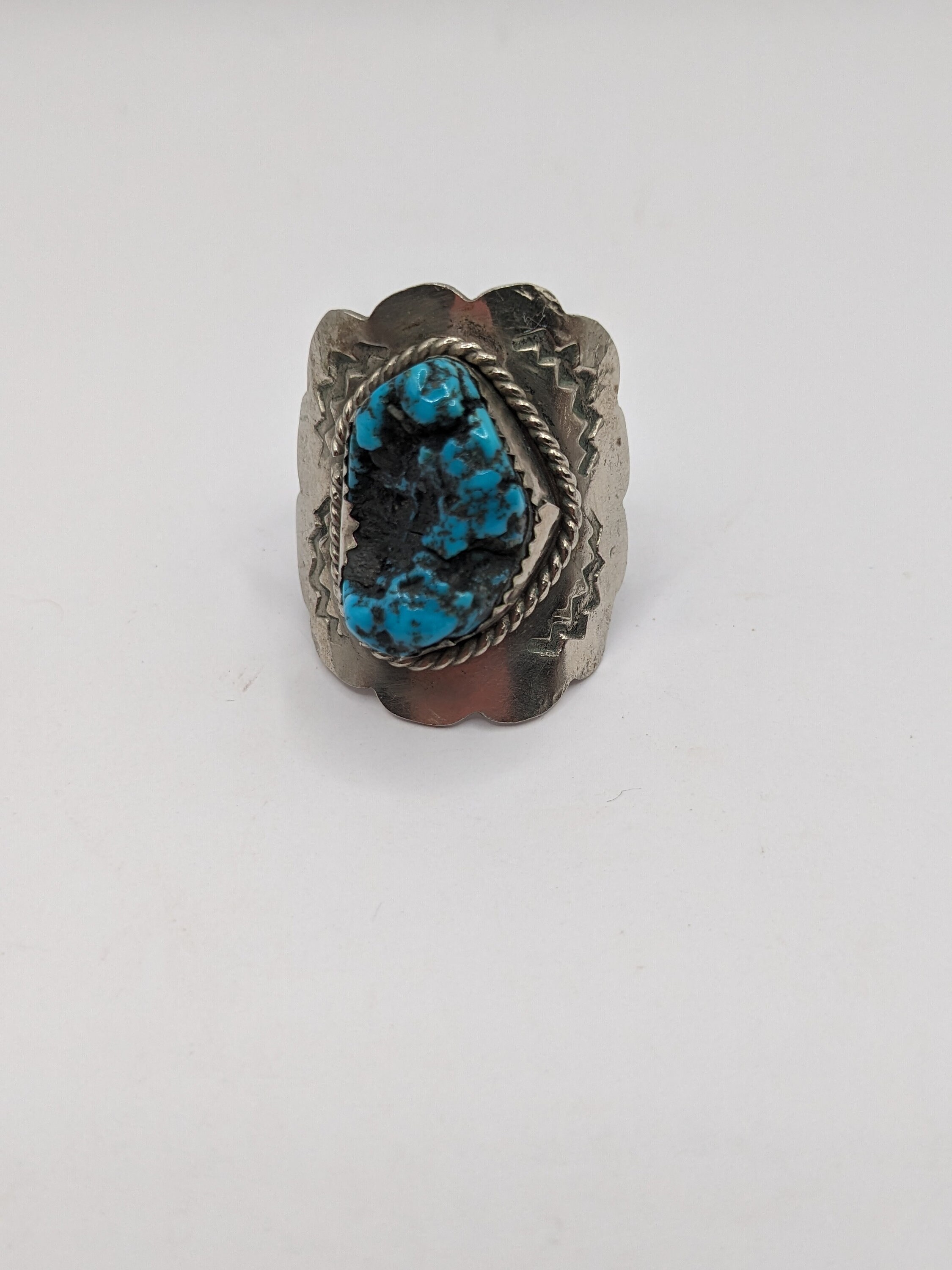 Vintage Native American Chunky Turquoise Ring. Size 9.75 - Etsy