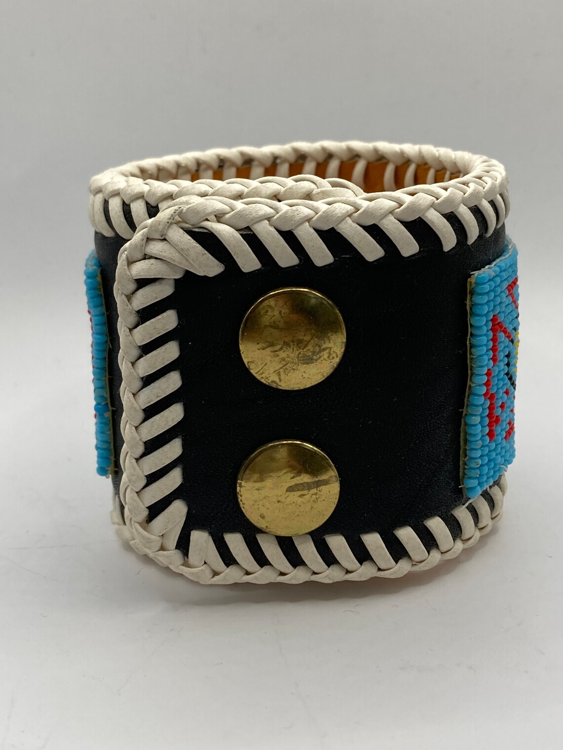 Vintage Native American Wide Beaded and Leather Watch Banc - Etsy