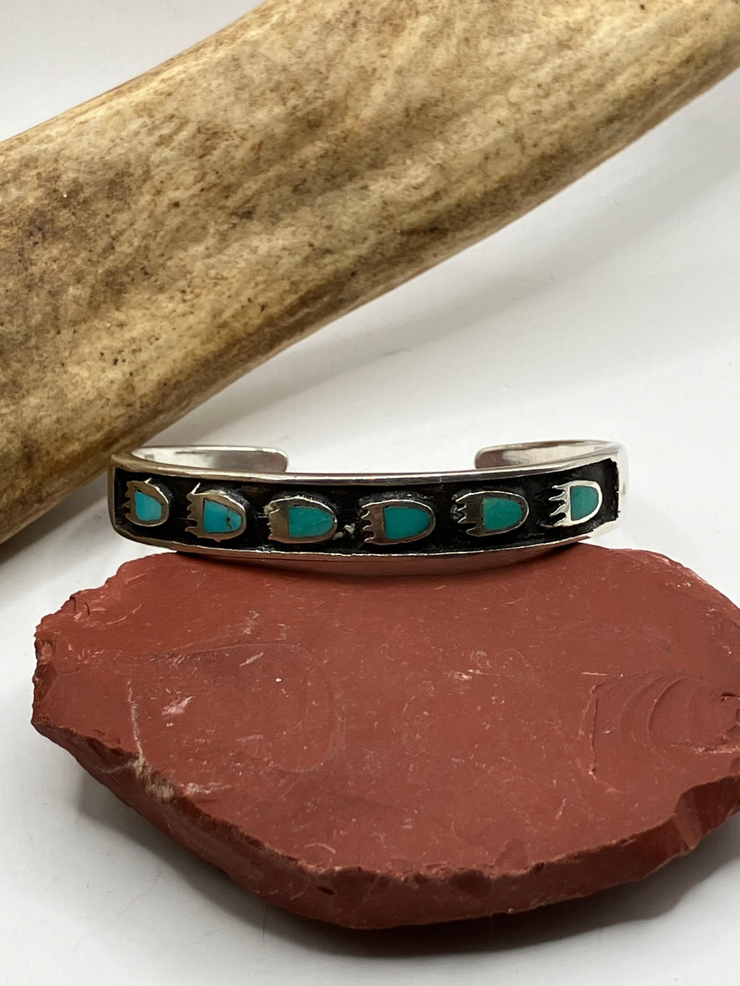 Vintage Zuni Cuff Bracelet W/ Turquoise. Unsigned. - Etsy