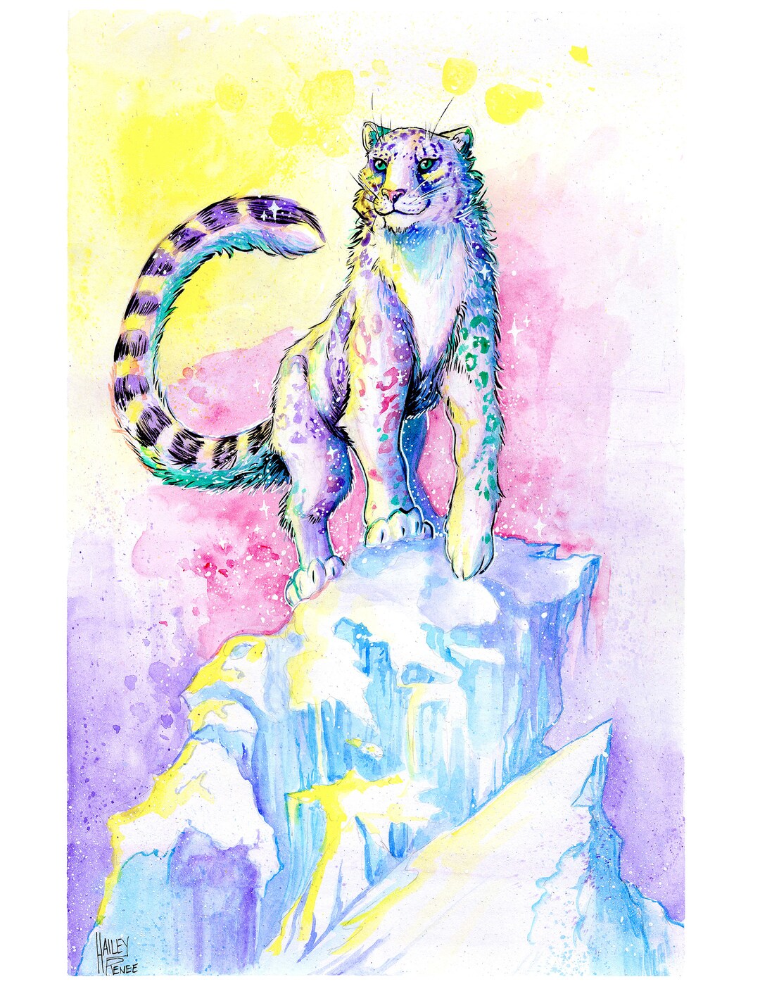 Snow Leopard Watercolor Print - Etsy