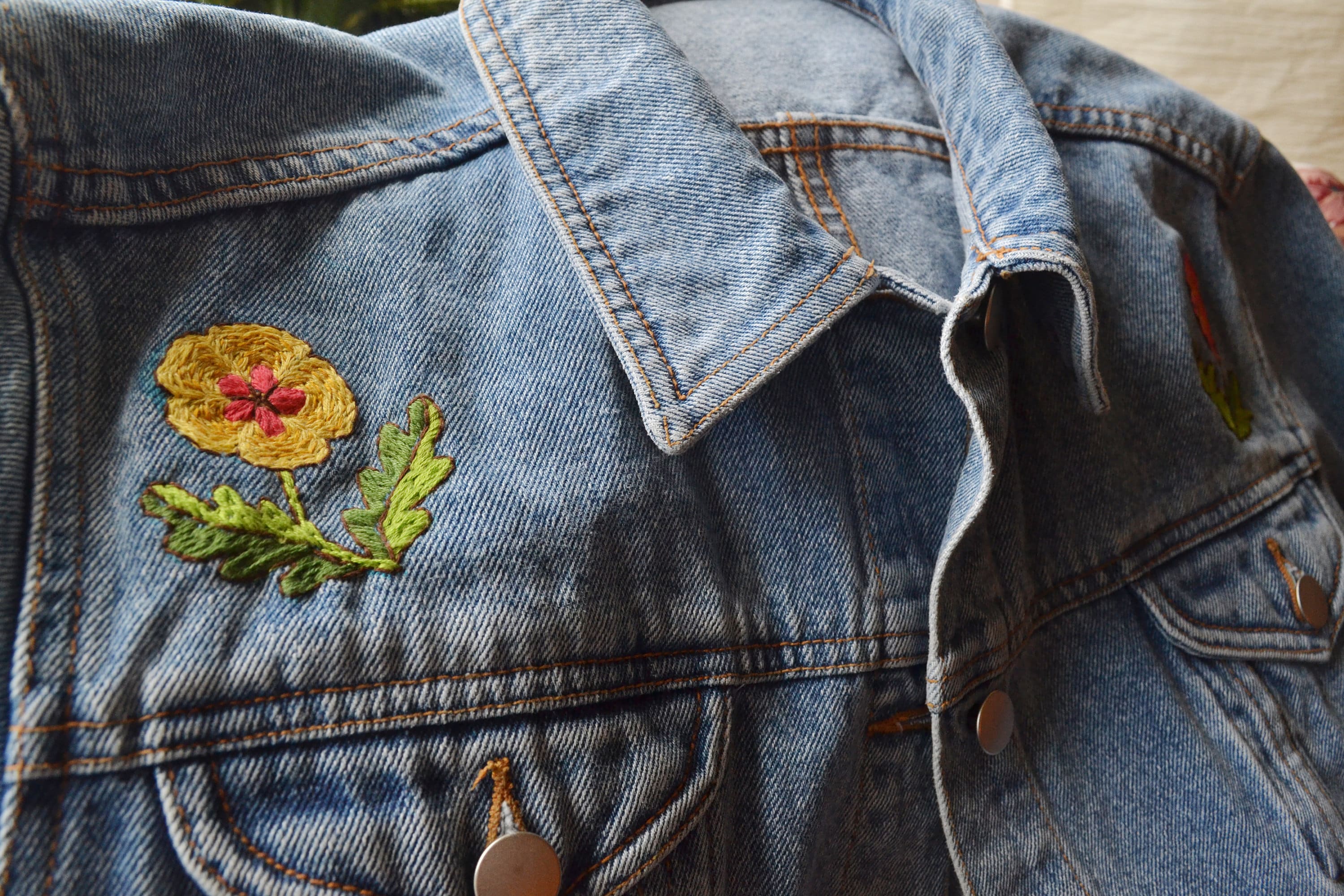 Embroidered Flower Jacket Upcycled Jean Jacket Flower Jacket - Etsy
