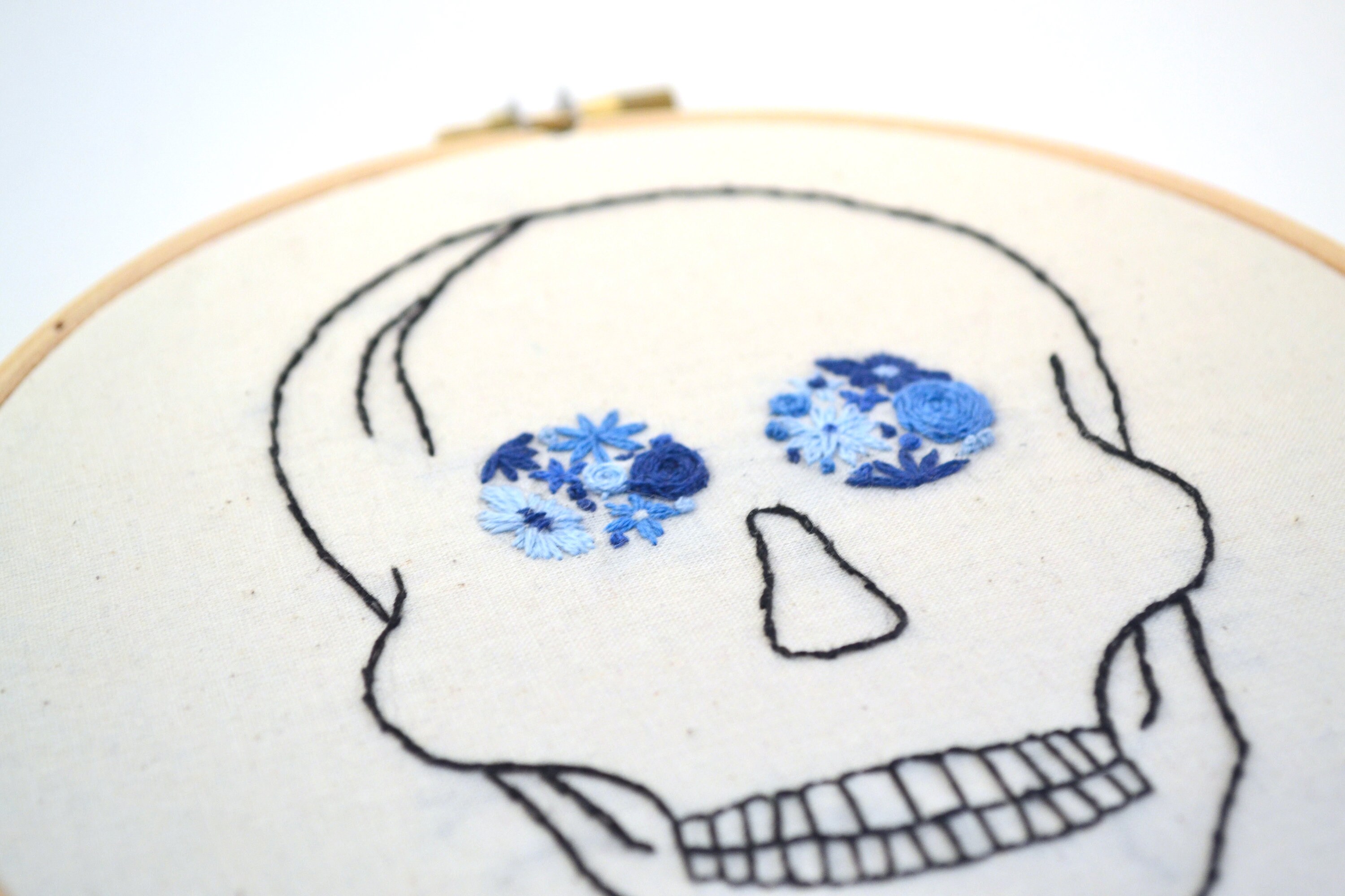 Skull and Flowers Embroidery | Psychedelic Skull Embroidery | Creepy ...