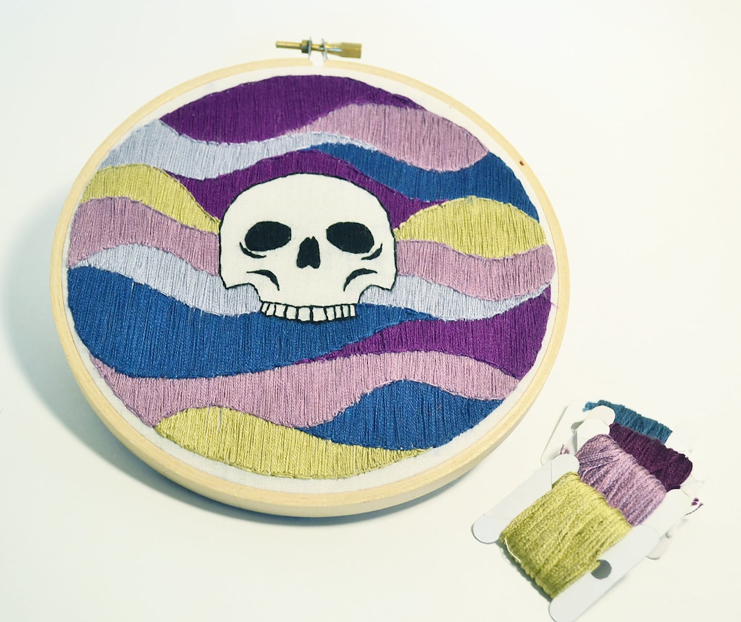 Psychedelic Waves and Skull Embroidery | Psychedelic Skull Embroidery ...