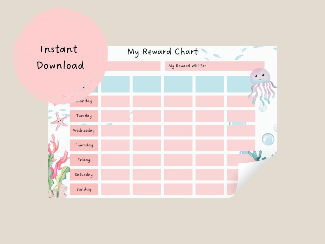 Under the Sea Reward Chart, Instant Download, Digital Download, Print ...