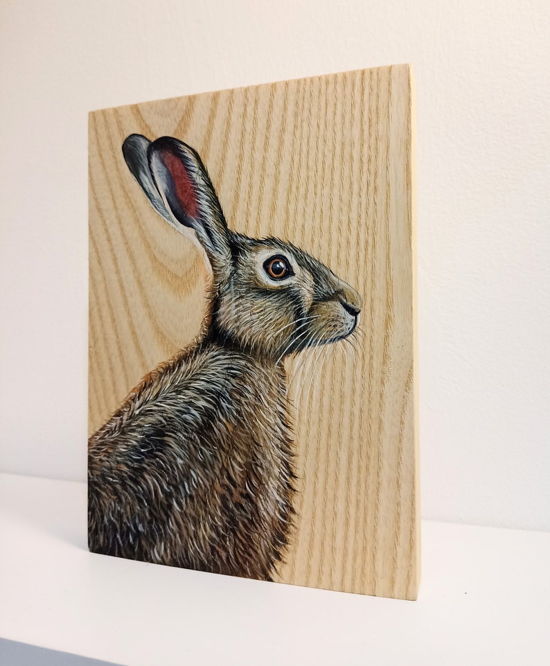 Hare Original Painting on Wood by Sarah Featherstone, Wildlife Art ...