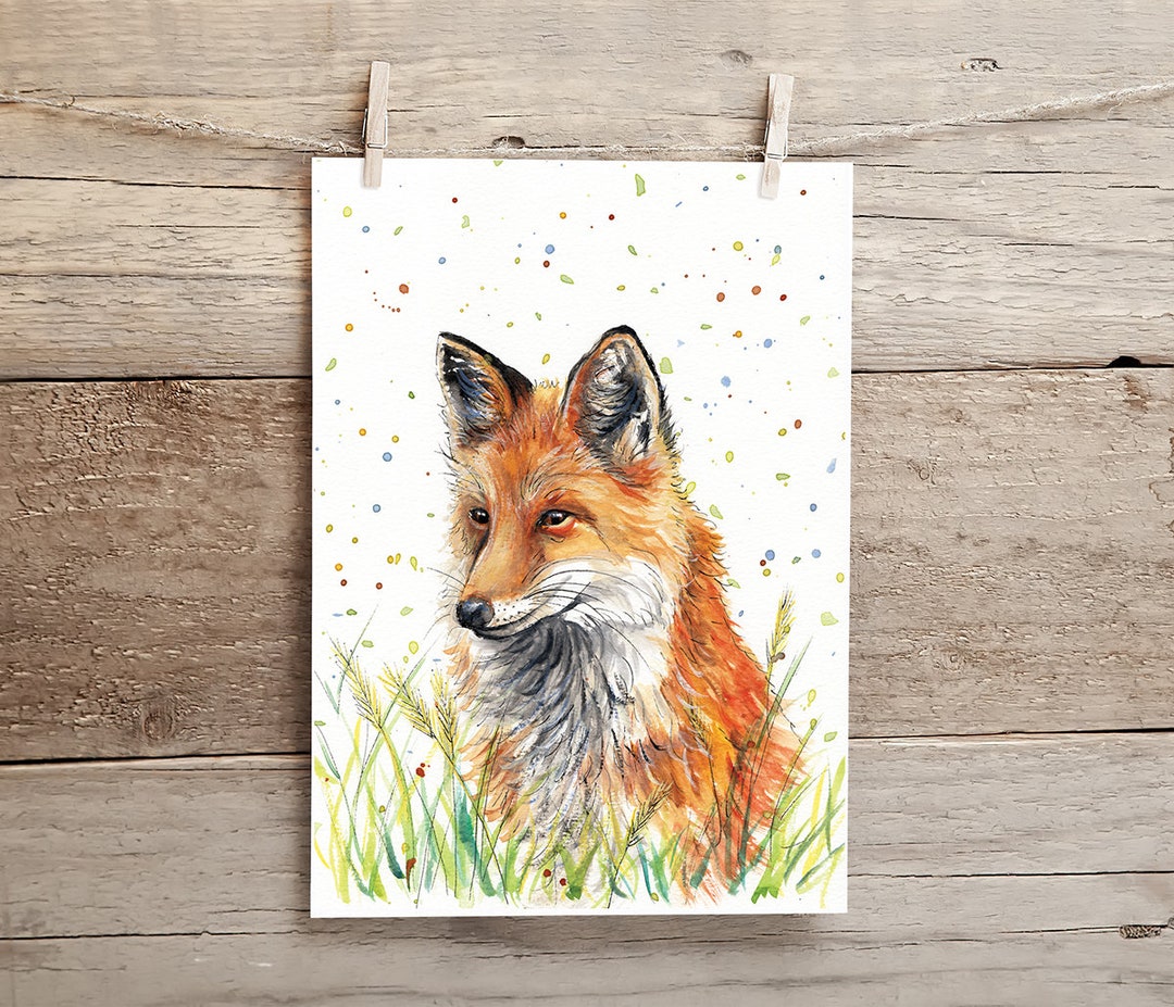Cute Fox Print, Fox Watercolour Painting, A4, Fox Picture, Wildlife ...