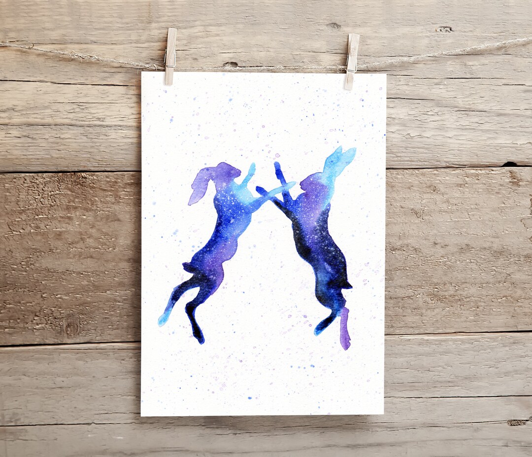 Boxing Hares - A4 Print by Artist Sarah Featherstone, Wild Art Gallery ...