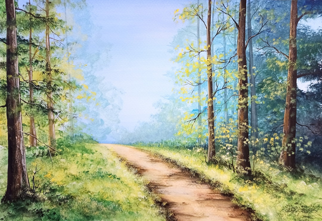 Forest Path Landscape Watercolour A3 Painting, Wild Art Gallery ...