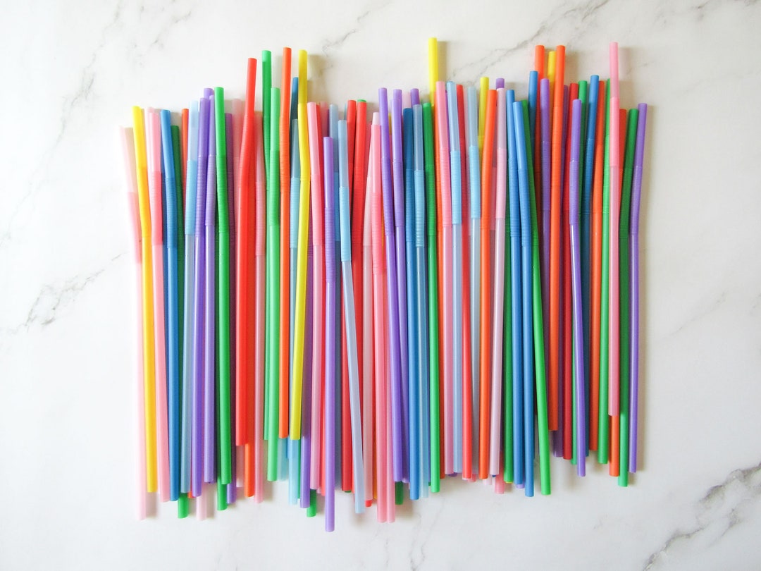 Colorful Party Straws Pack of 100 SAME COLOR Disposable - Etsy