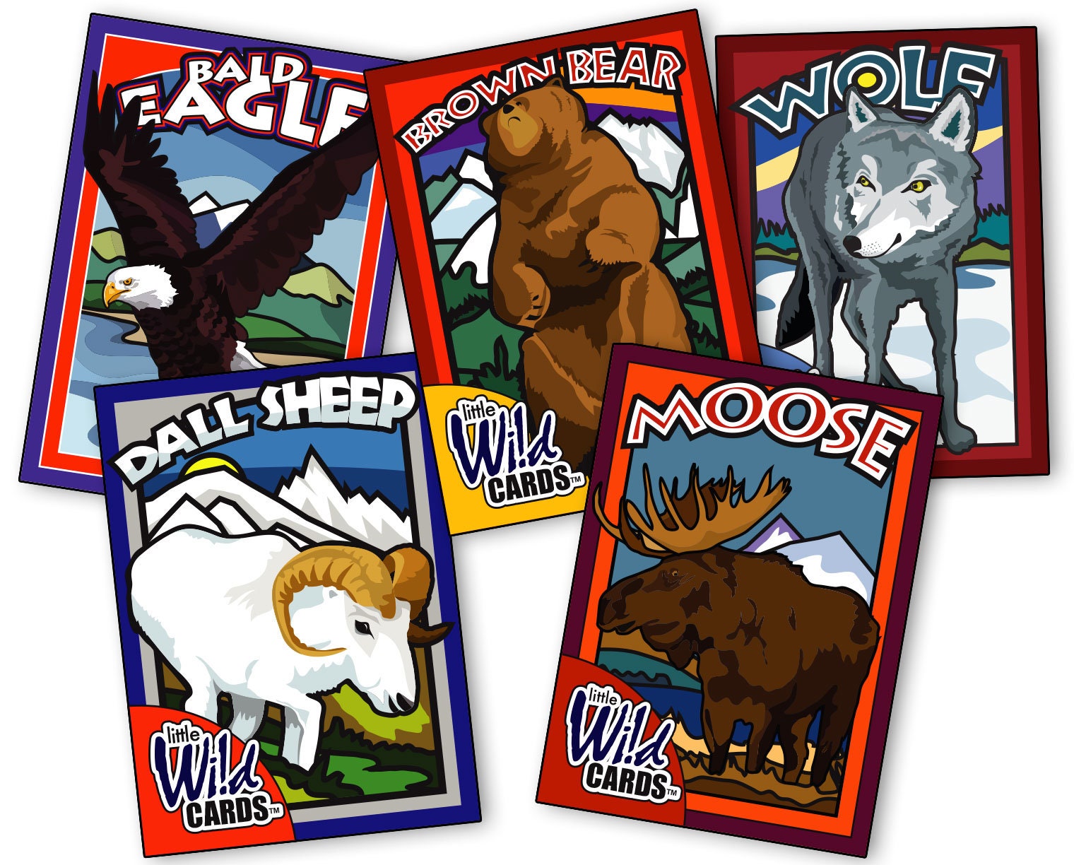 Alaska Animal Trading Cards - SET 1 Includes: Wolf, Eagle, Brown Bear ...