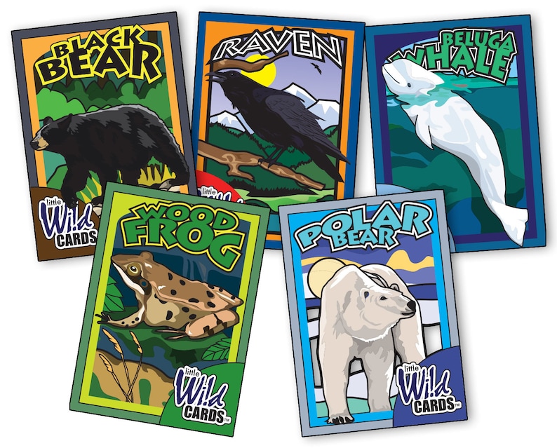 Alaska Animal Trading Cards - SET 2 Includes: Black Bear, Raven, Beluga ...