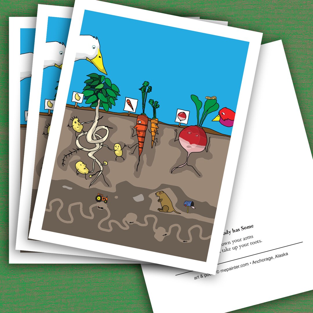 Vegetables Have/are Roots. so Do You. Loamy Comic Cartoon Greeting Card ...