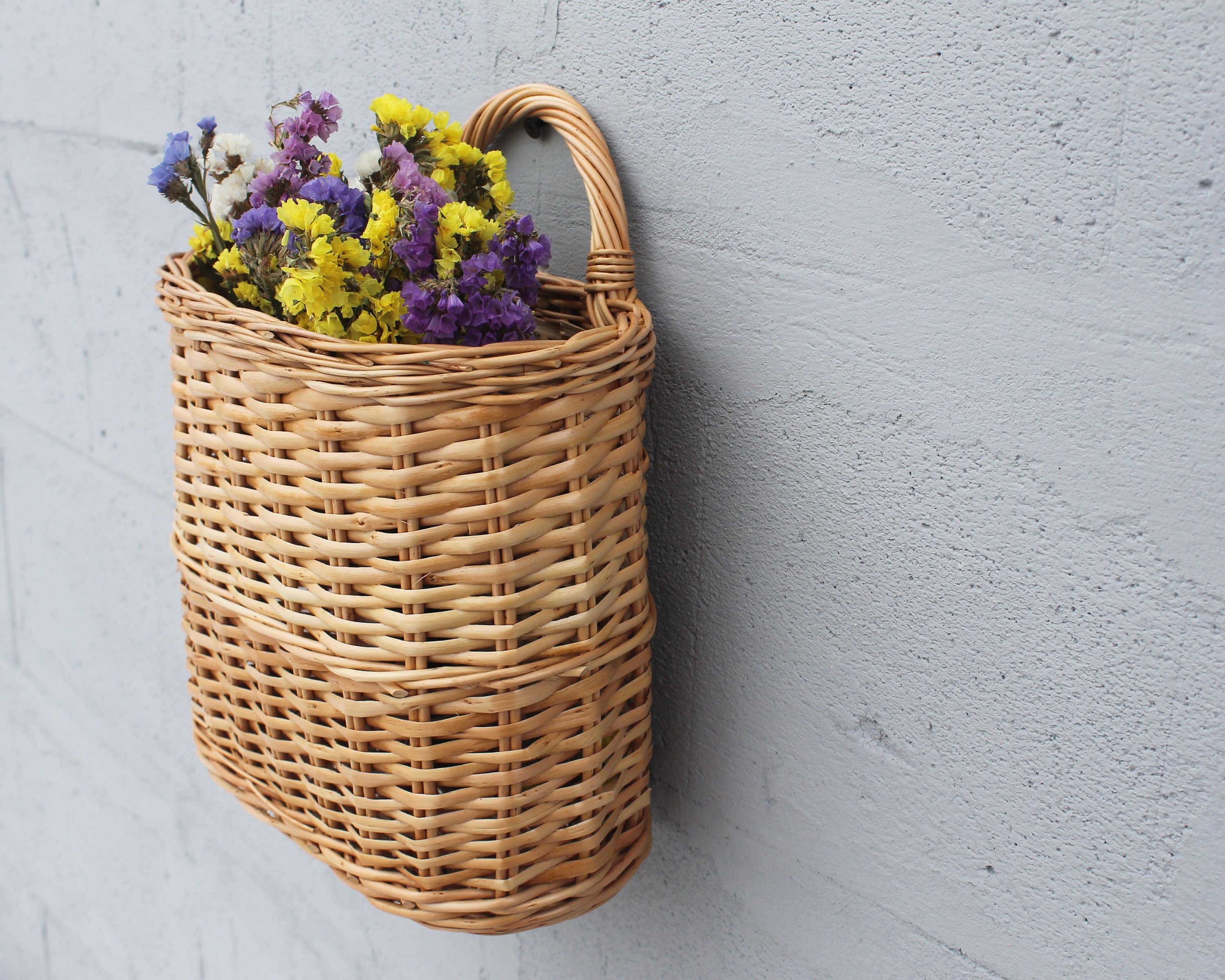 Hanging Basket for Front Door Wall Basket for Flowers Wicker Door ...