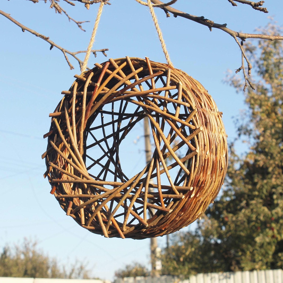 Round Willow Bird Feeder Outdoor Bird Feeder Handmade - Etsy
