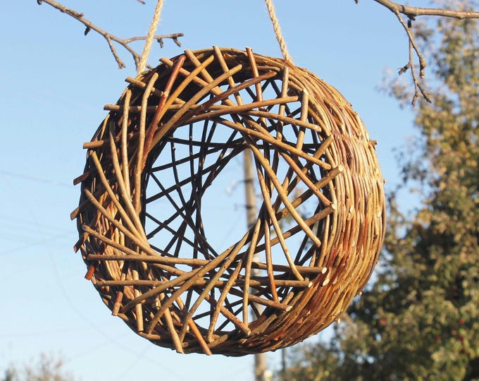 Round Willow Bird Feeder Outdoor Bird Feeder Handmade - Etsy