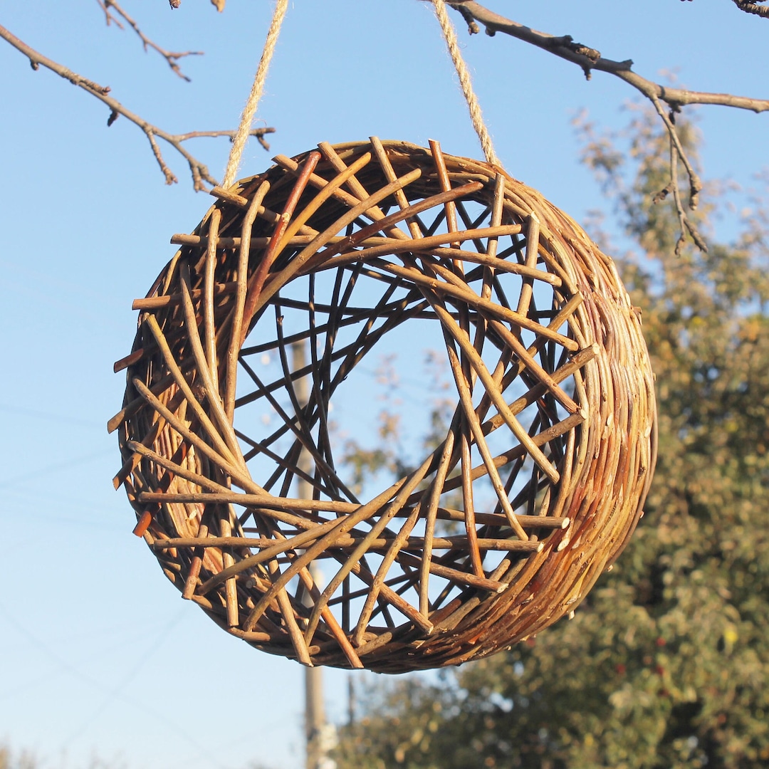 Round Willow Bird Feeder Outdoor Bird Feeder Handmade - Etsy UK