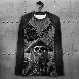 Men's Gothic Pirate Rash Guard - Blackbeard's Ghost - Black & White - Etsy