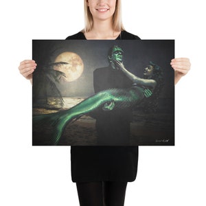 Tropical Gothic: Frankenstein & Mermaid Fine Art Print - Etsy