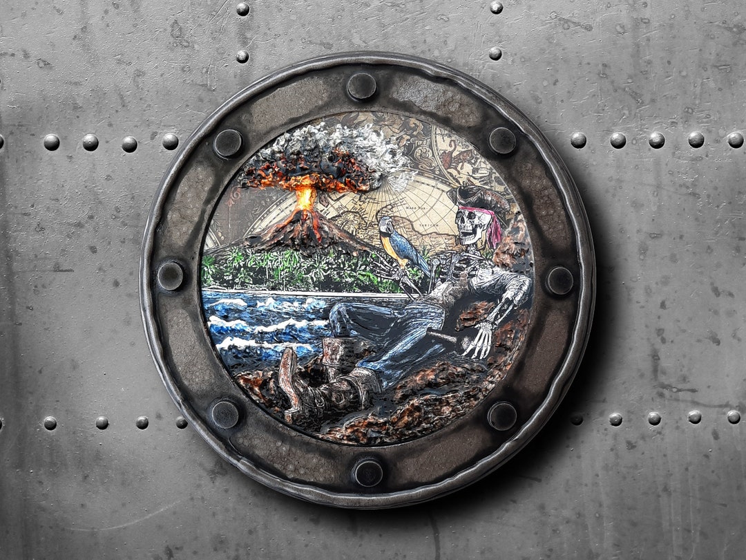 Tropical Pirate Skeleton Rum Hangover Port Hole Art - Etsy