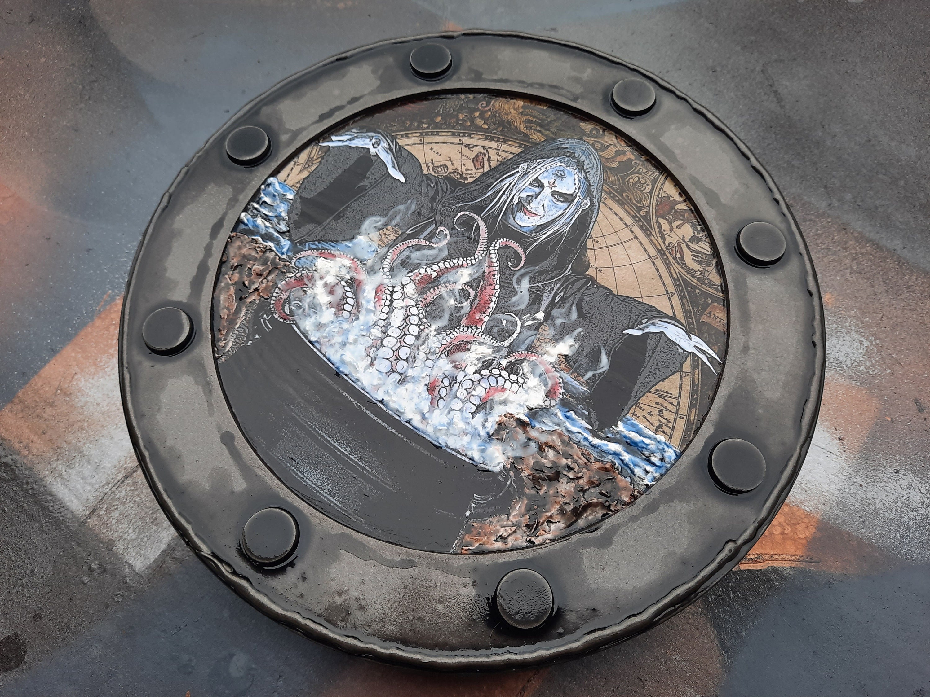 Sea Witch Tentacle Cauldron Nautical Port Hole Art - Etsy