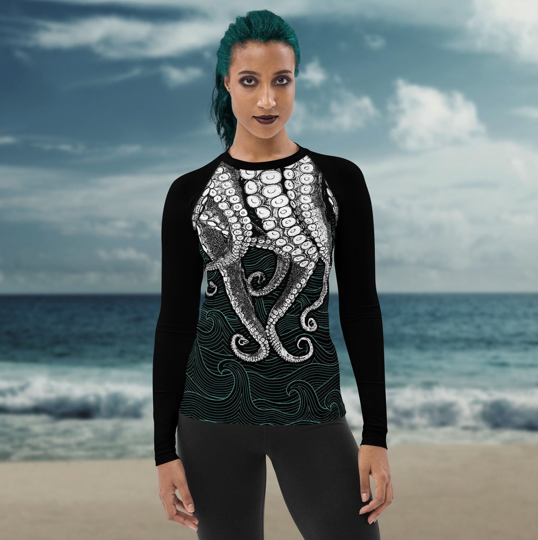 Women's Rash Guard - Tentacle Design - Nautical Goth Black - Etsy
