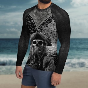 Men's Gothic Pirate Rash Guard - Blackbeard's Ghost - Black & White - Etsy