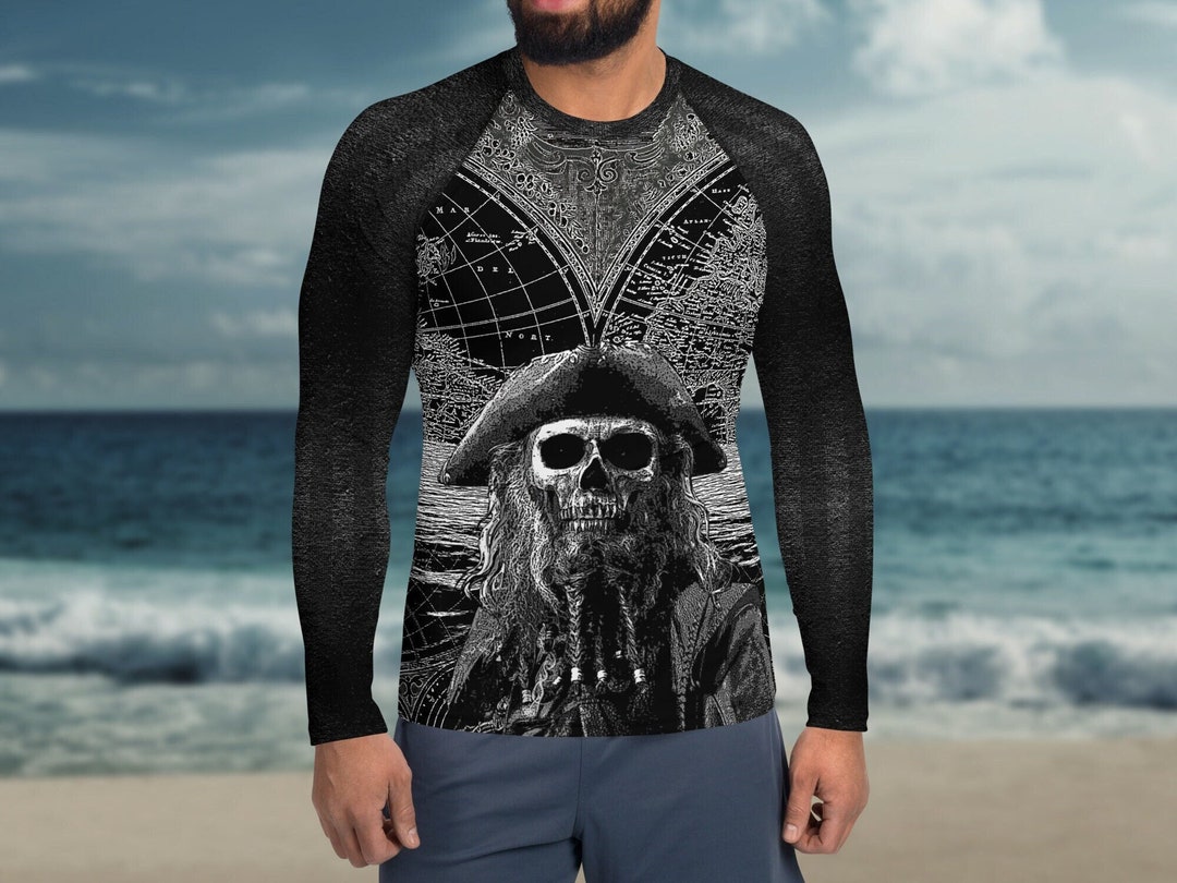 Men's Gothic Pirate Rash Guard - Blackbeard's Ghost - Black & White - Etsy