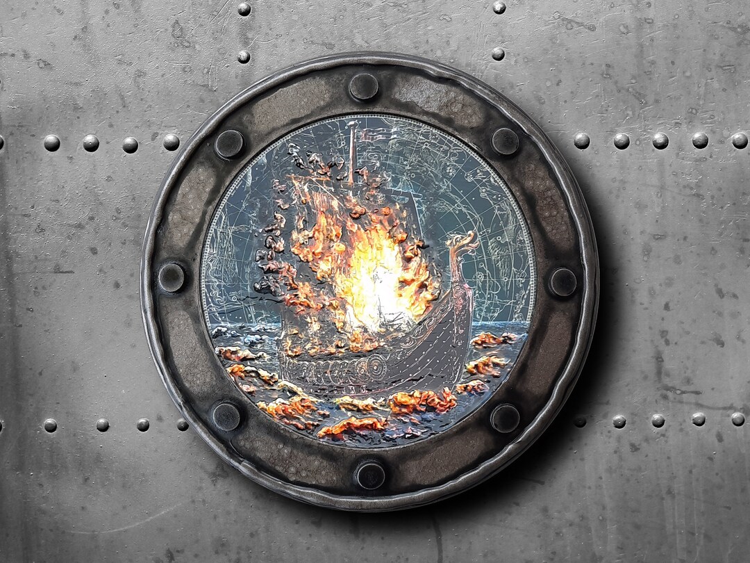 Viking Funeral Boat - Voyage to Valhalla Porthole Art - Etsy