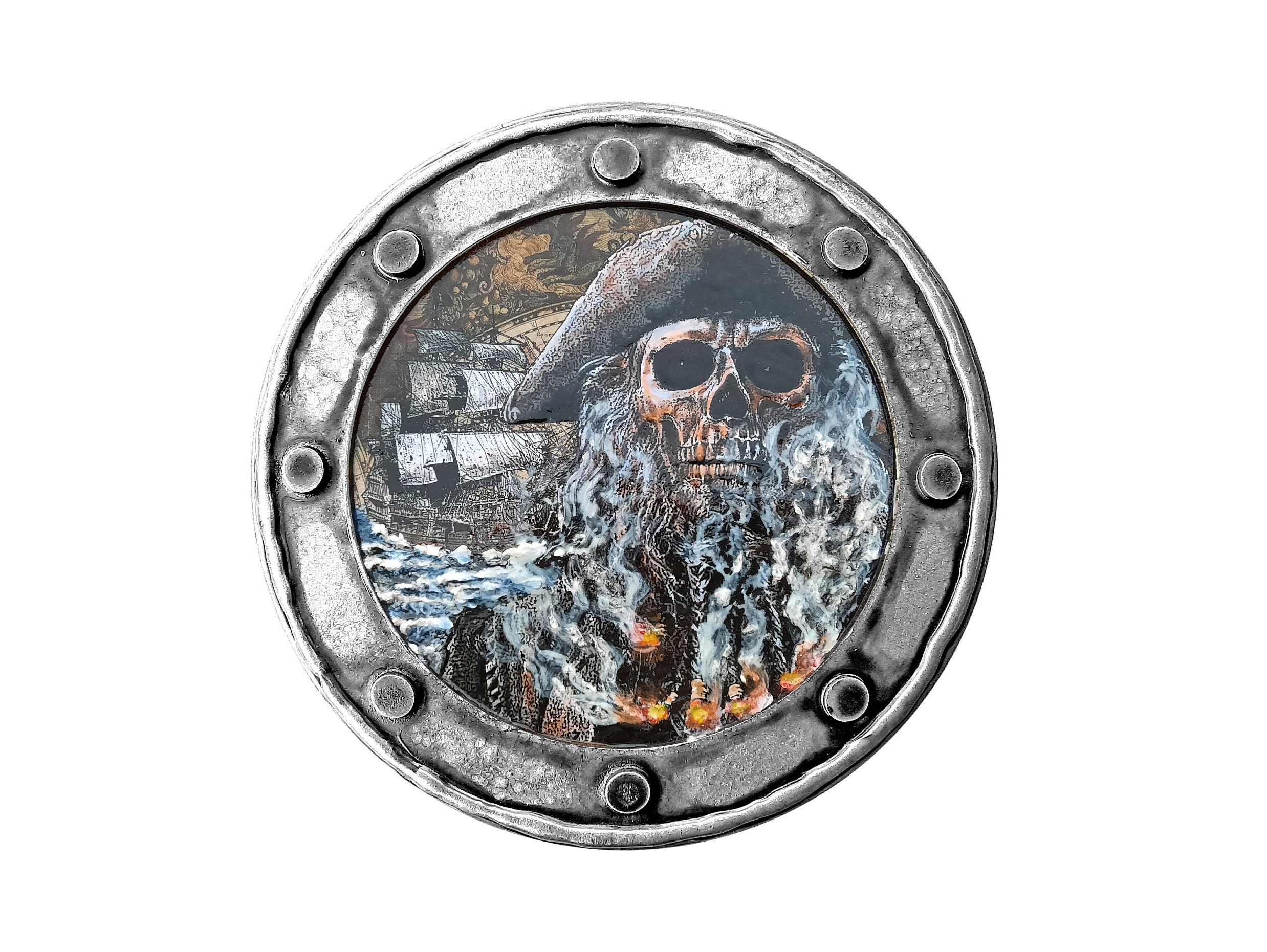 Blackbeard Ghost Pirate Nautical Port Hole Frame Art - Etsy
