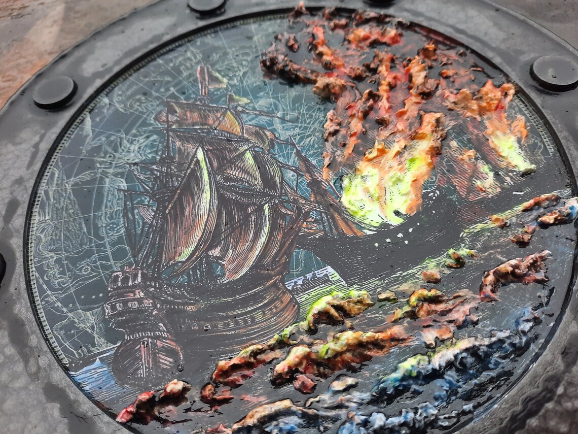 17th Century Pirate Ship Naval Battle Nautical Port Hole Frame Art - Etsy