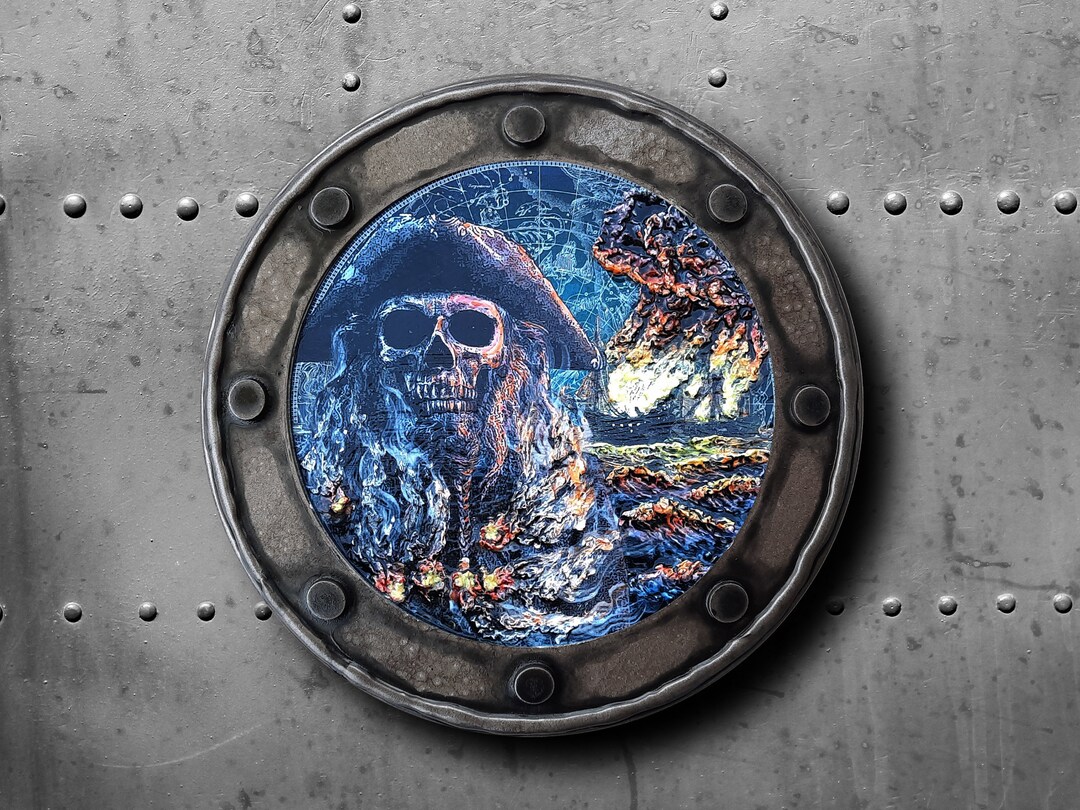 Captain Blackbeard Ghost Pirate Battle Nautical Port Hole Frame Art - Etsy