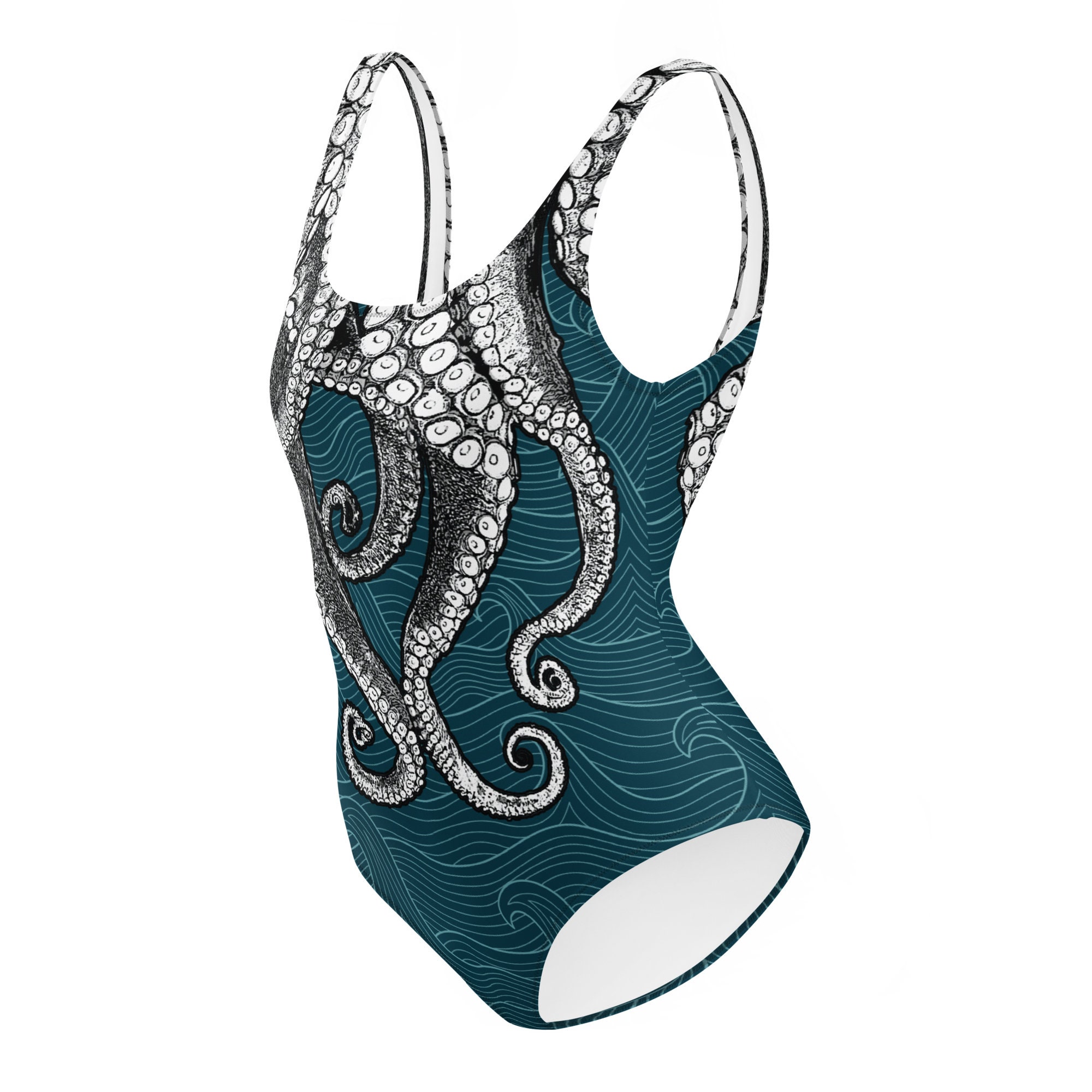 Teal Octopus Tentacle One Piece Women's Swimsuit - Etsy