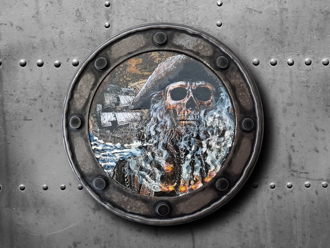 Blackbeard Ghost Pirate Nautical Port Hole Frame Art - Etsy