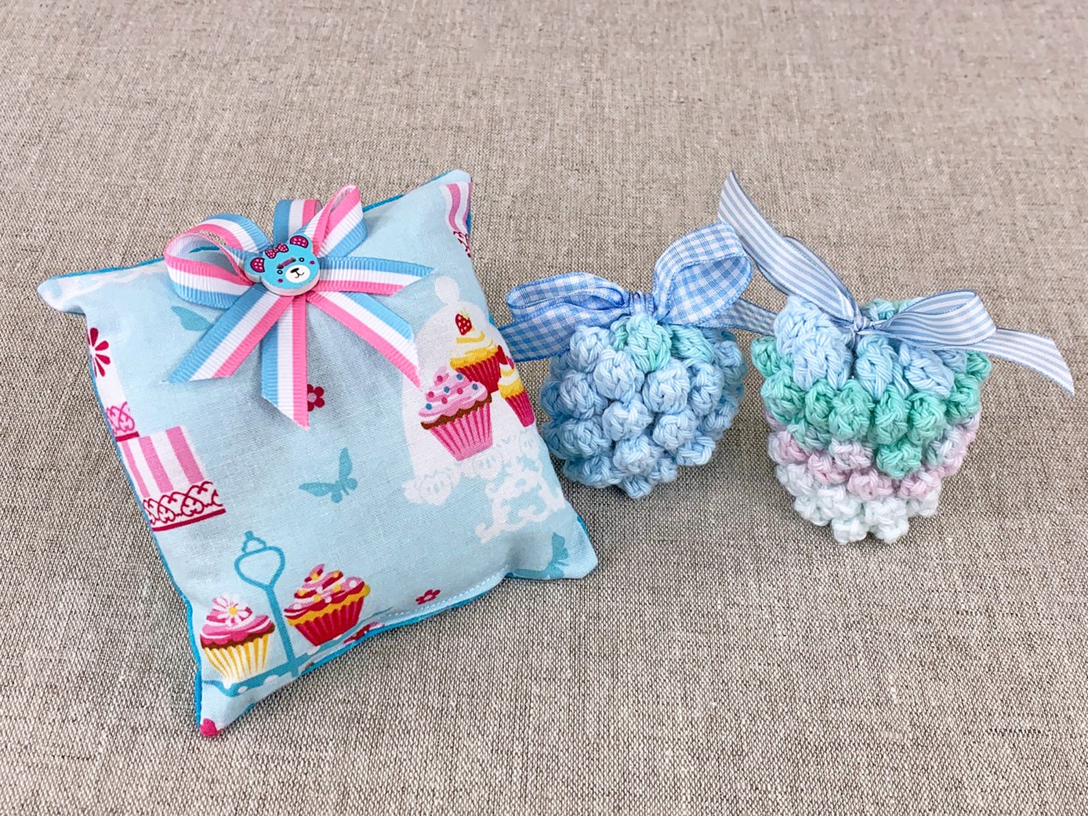 Set of Three Lavender Sachets, Natural Cotton Sachets With Dried ...