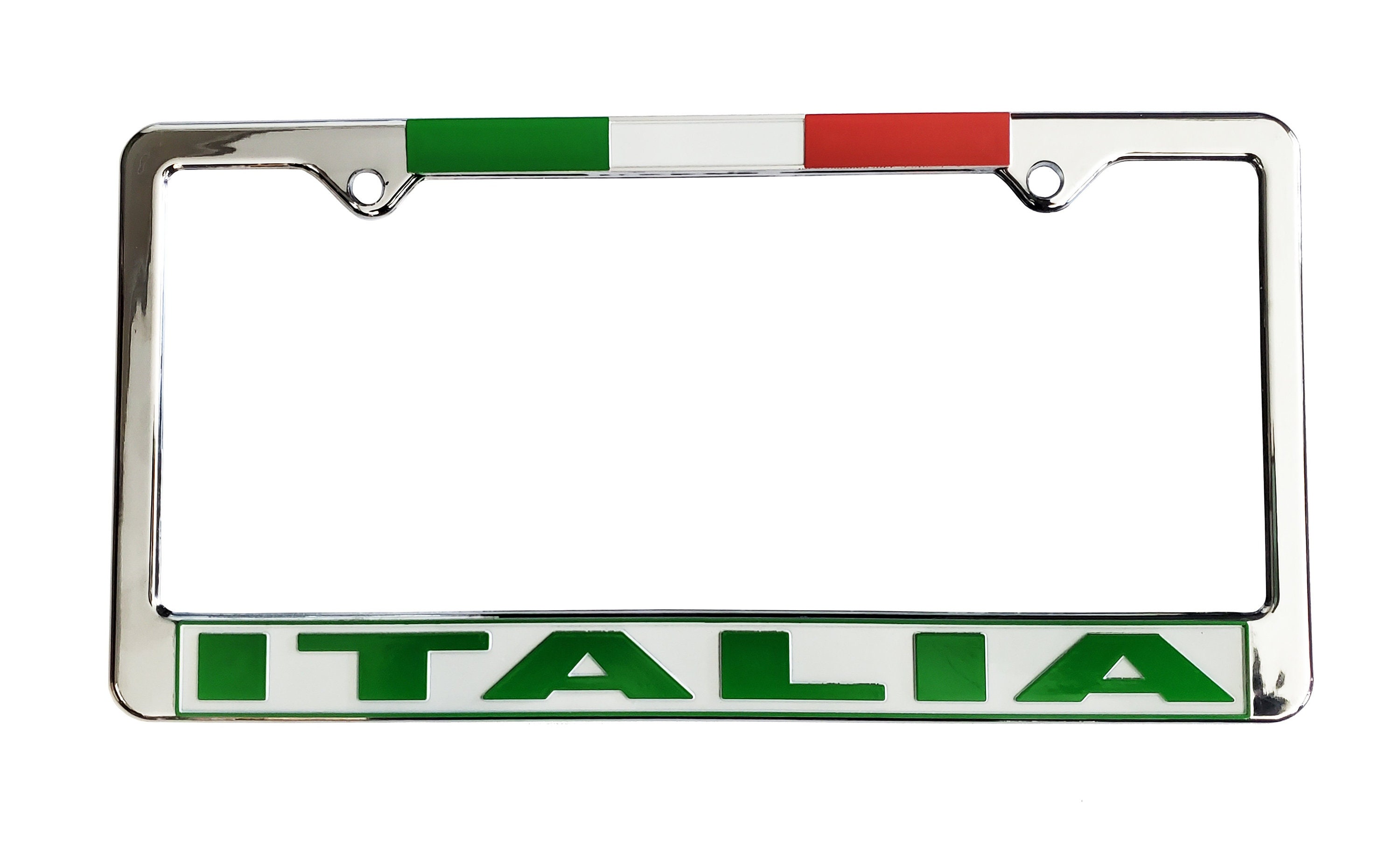 Italia License Plate Silver Frame with Flag | Etsy