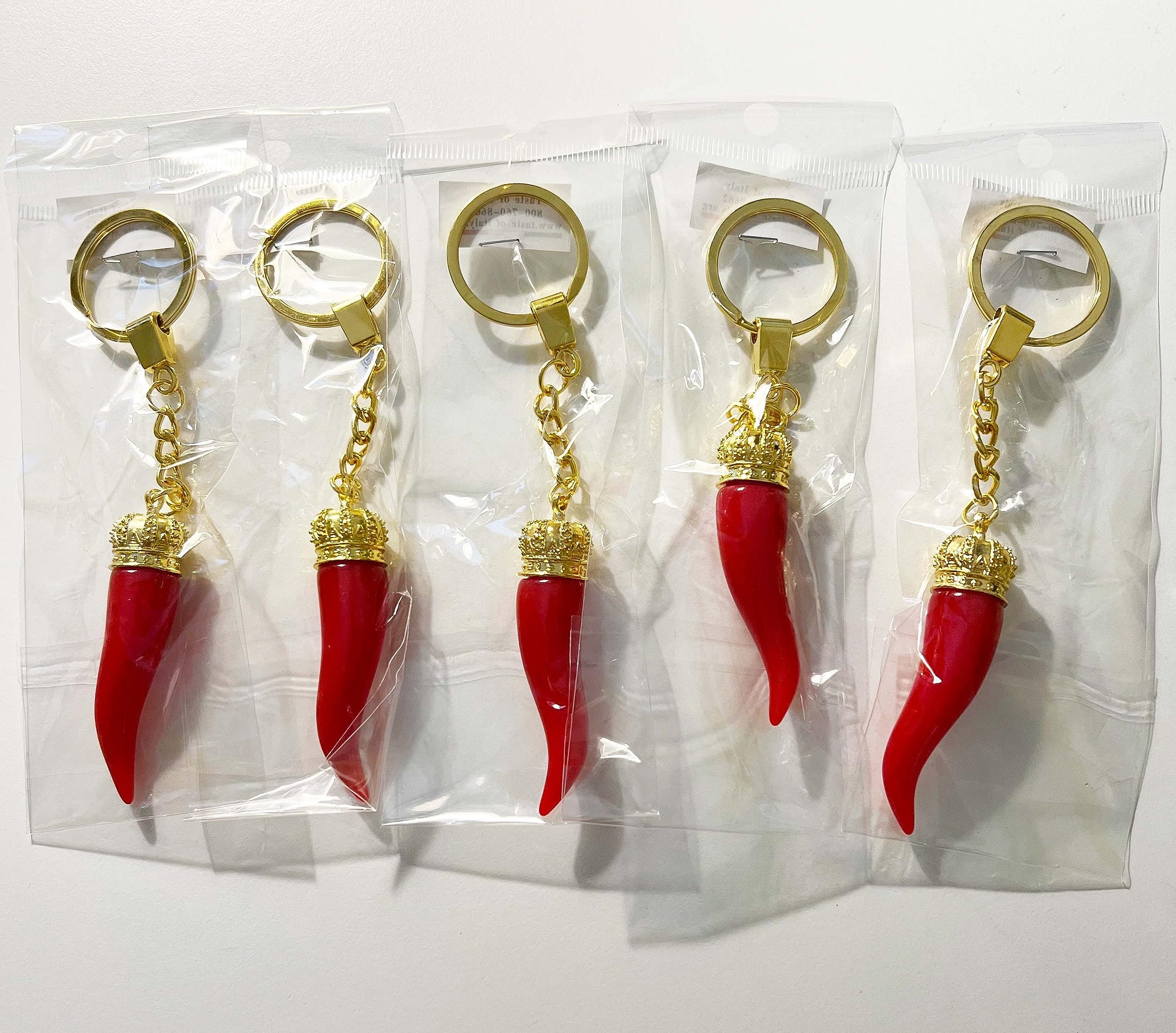 Italian Horn Keychain Red With Gold Chain - Etsy