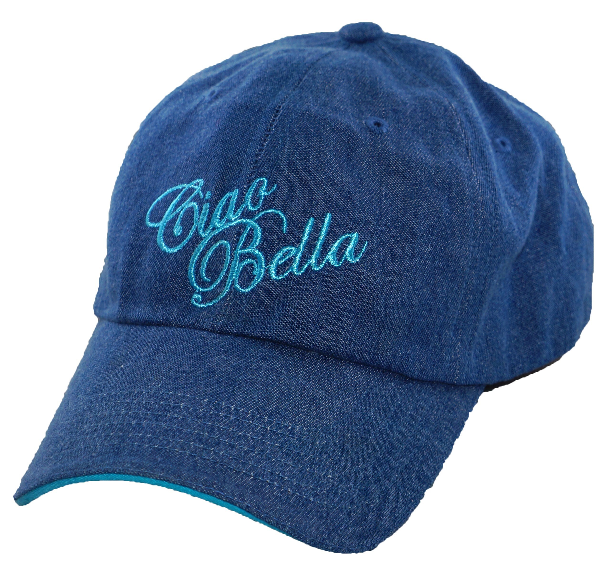 Ciao Bella Denim Baseball Cap With Blue Embroidery - Etsy
