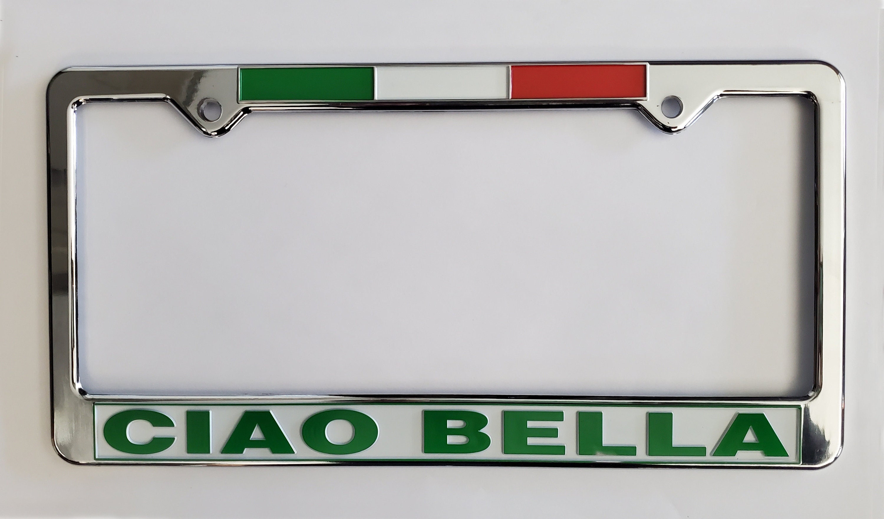 Ciao Bella License Plate Silver Frame With Flag - Etsy