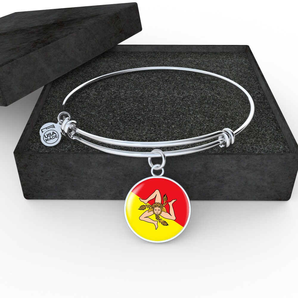 Sicilian Flag With Circle Charm Bangle - Etsy