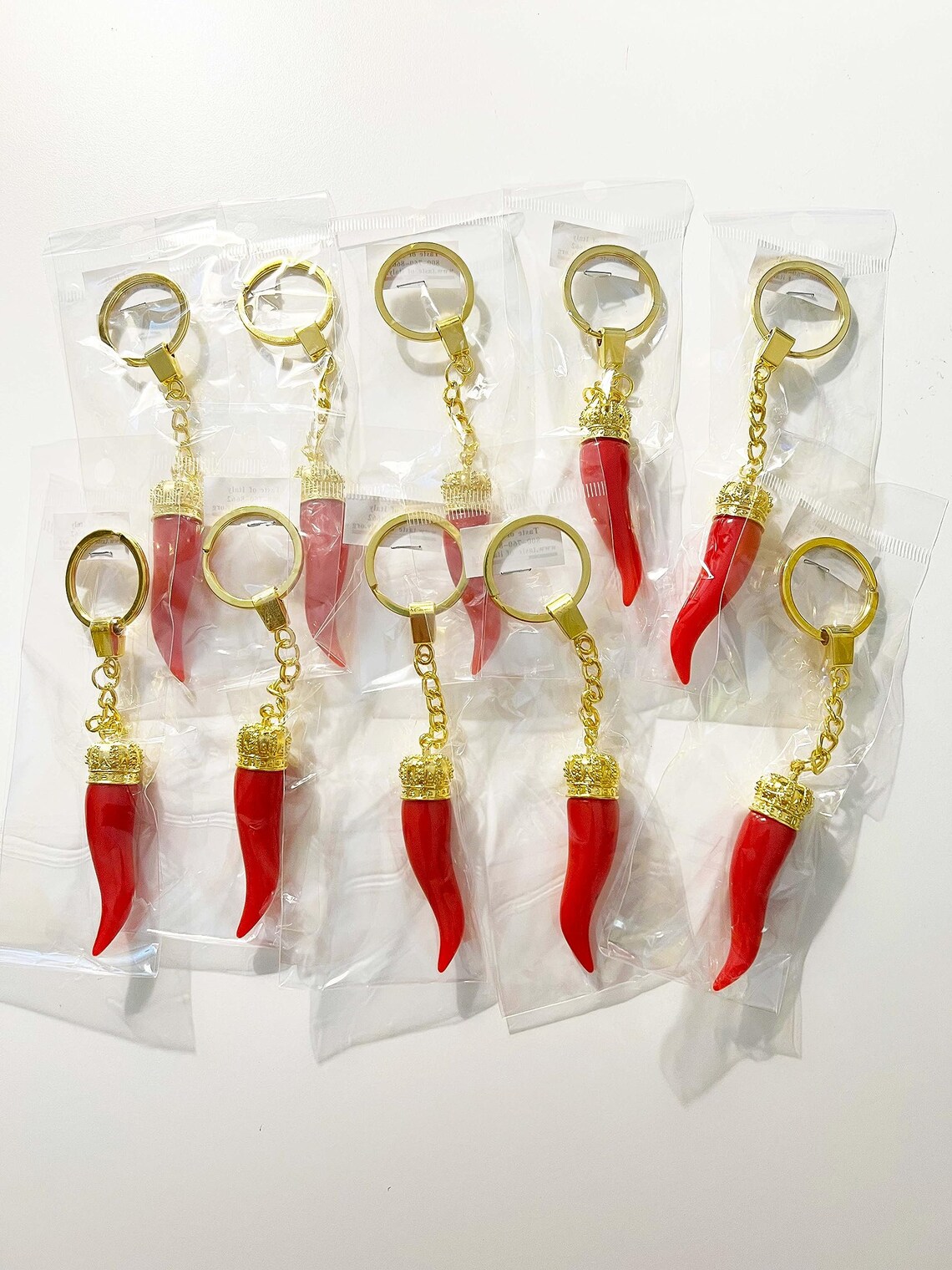 Italian Horn Keychain Red With Gold Chain - Etsy