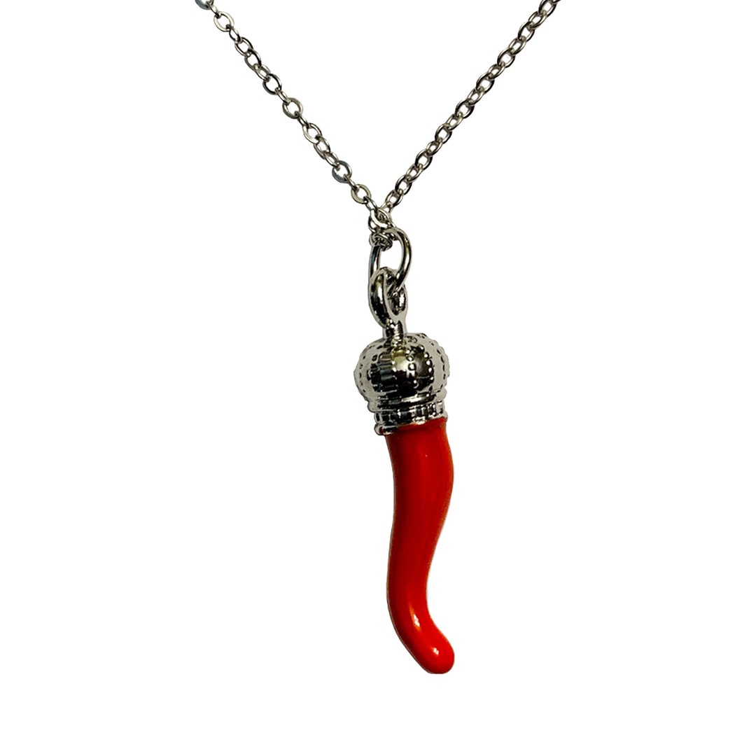 Italian Red Horn Necklace Silver Cornicello Good Luck - Etsy