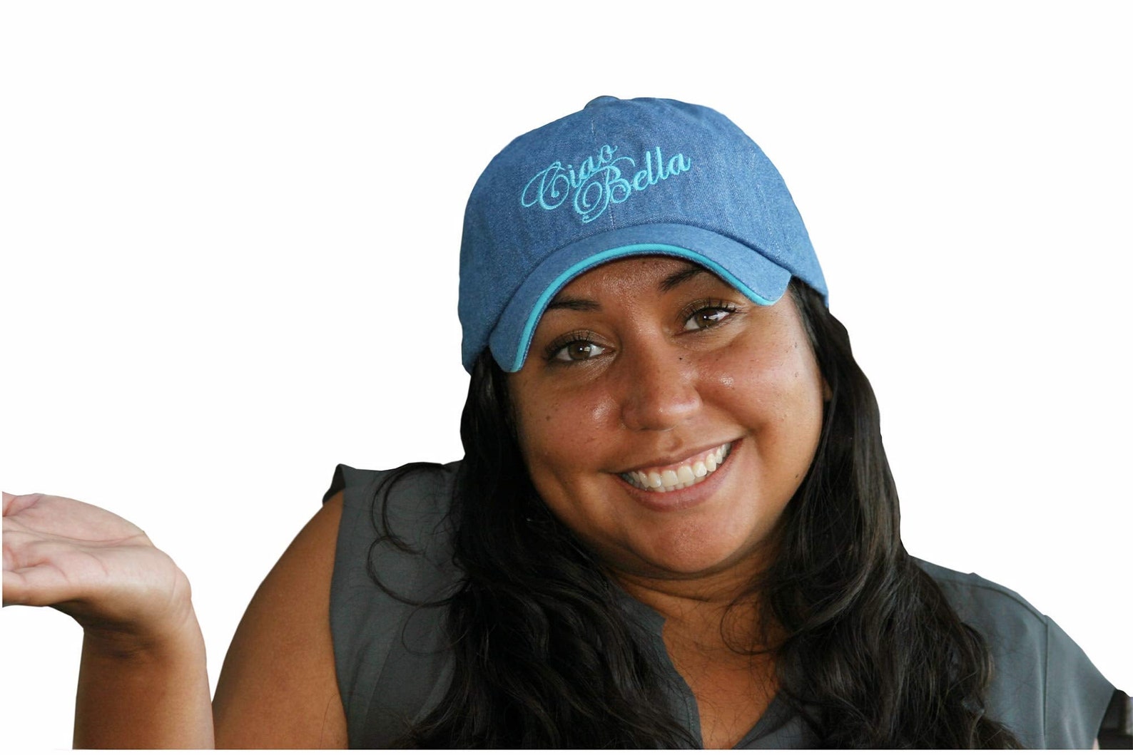 Ciao Bella Denim Baseball Cap With Blue Embroidery - Etsy