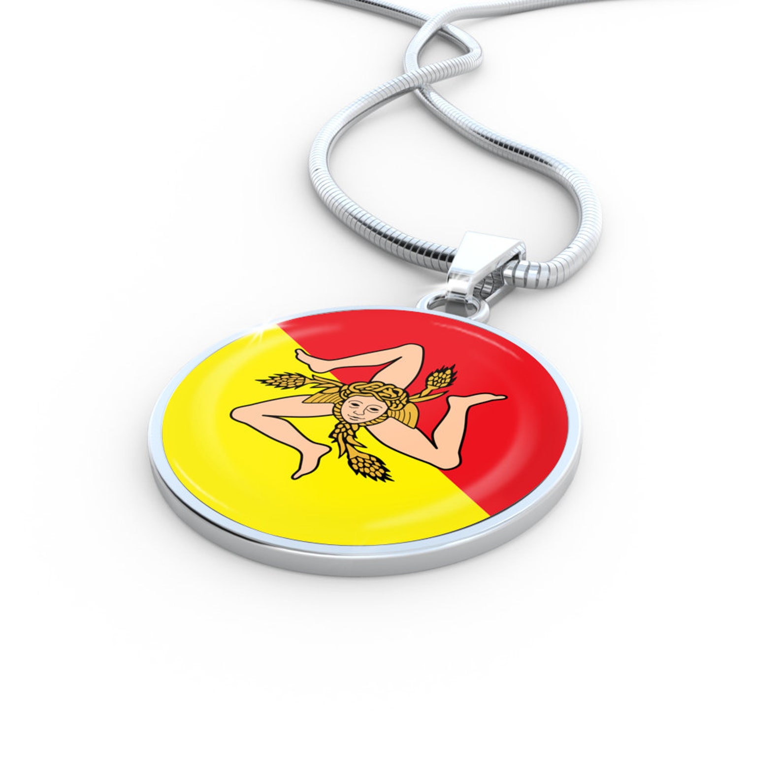 Sicilian Flag With Circle Pendant Necklace - Etsy