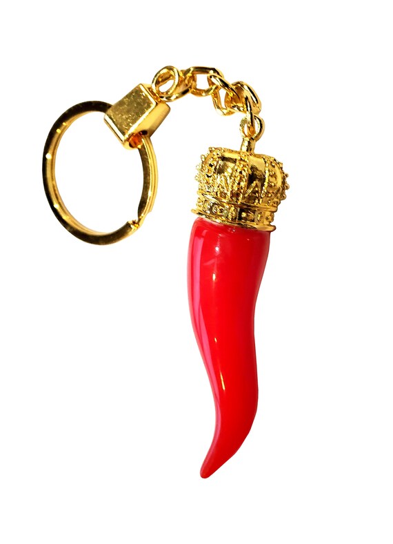 Italian Horn Keychain Red With Gold Chain - Etsy