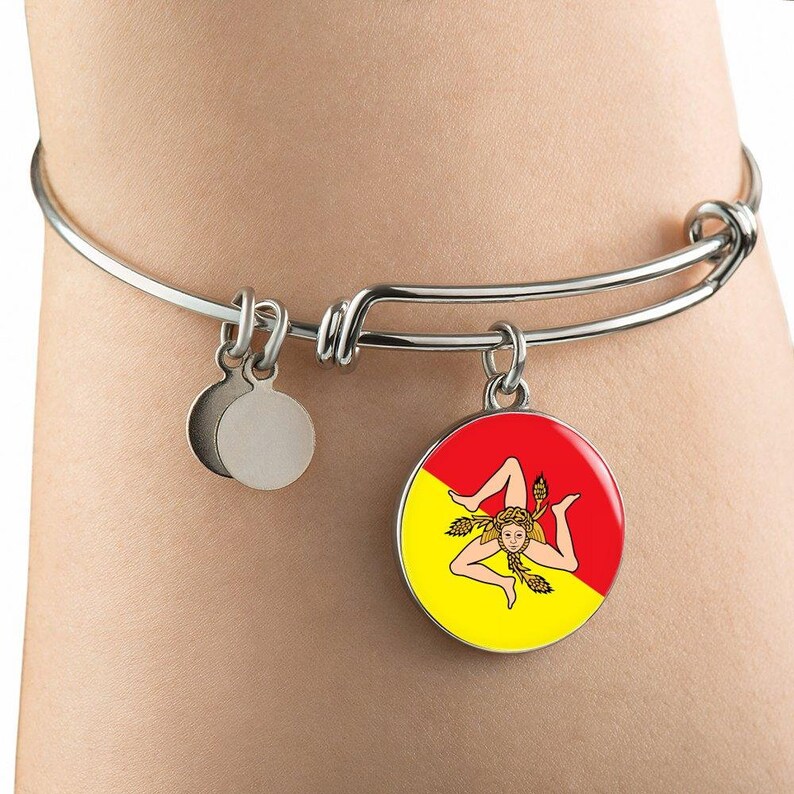 Sicilian Flag With Circle Charm Bangle | Etsy