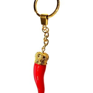 Italian Horn Keychain Red With Gold Chain - Etsy